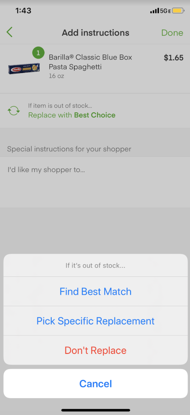 Instacart Help Center - Adding instructions for specific items ...